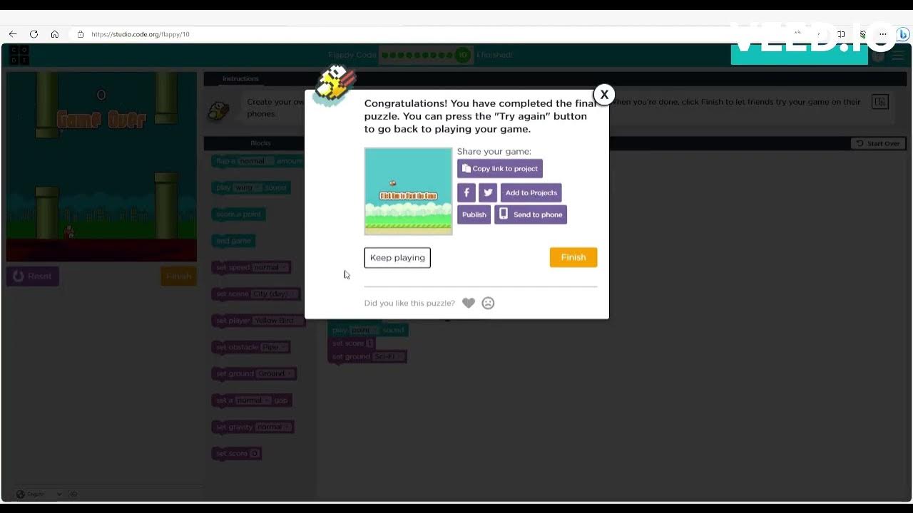Flappy bird code.org #1 - YouTube