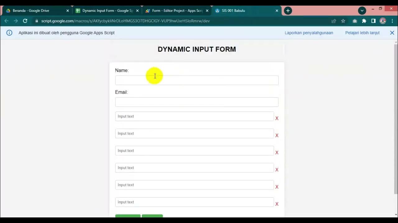WEB APP Google Sheets Dynamic Input Form - YouTube