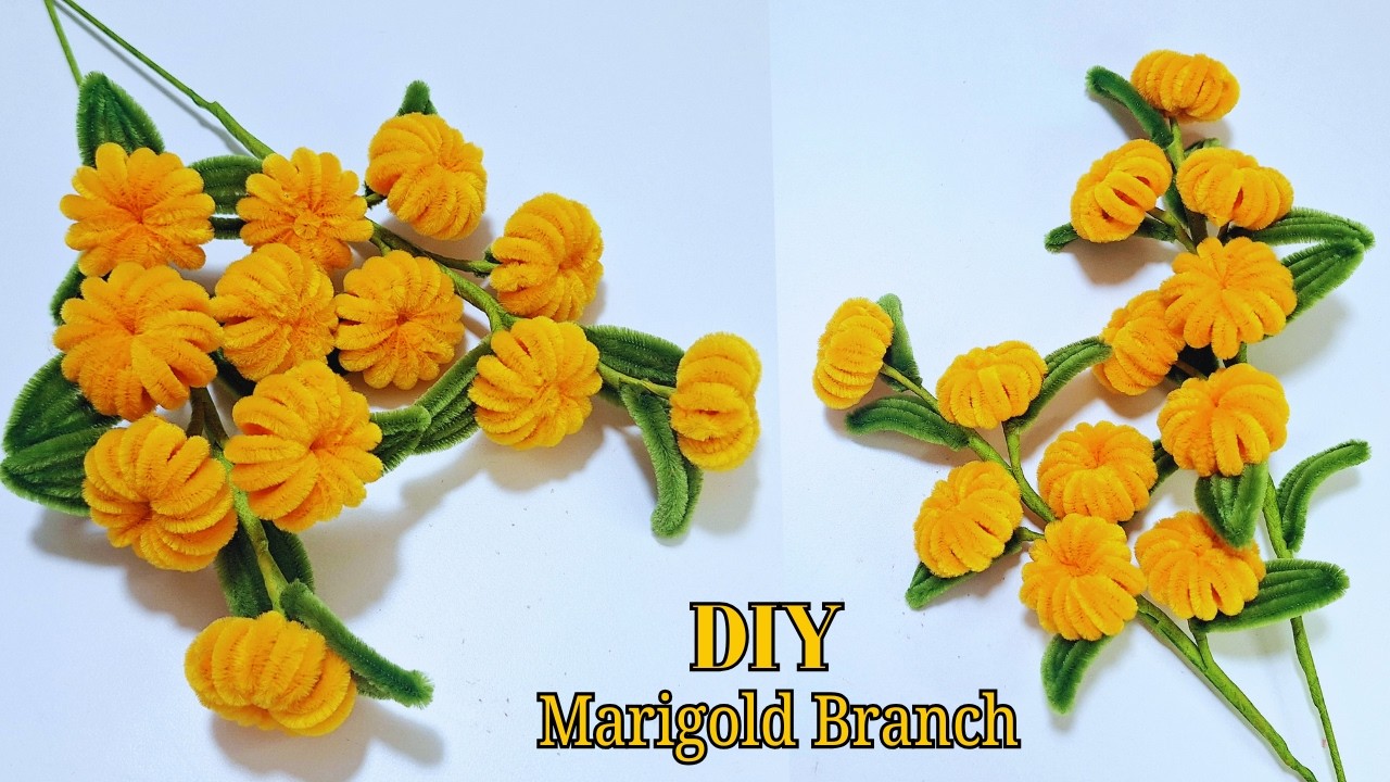 How to Make a Handmade Pipe Cleaner Marigold Branch - YouTube