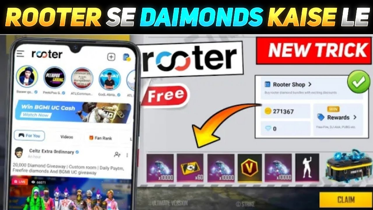 Rooter App Se Diamond Kaise Le How To Use Rooter App For Free Fire Rooter App Se Diamond Kaise Le How To Use Rooter App For Free Fire