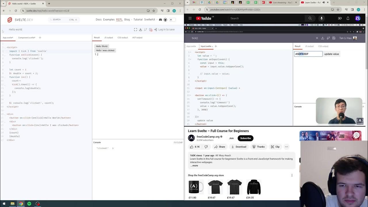 Part 2 - Learning Svelte from FreeCodeCamp 24 hour course (1.5/23hours) - YouTube
