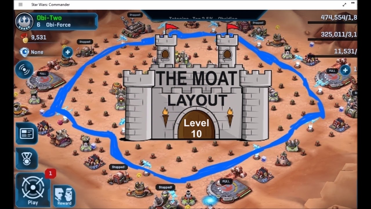 SWC - The Rebel Moat Layout in design mode for levels 9 and 10 - YouTube