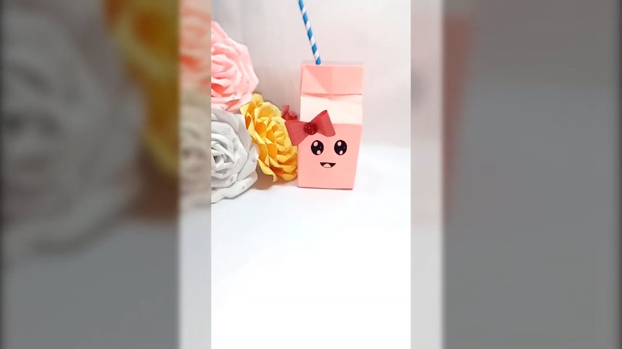 Origami paper milk box | Cute animals / making paper milk box / Gift ...
