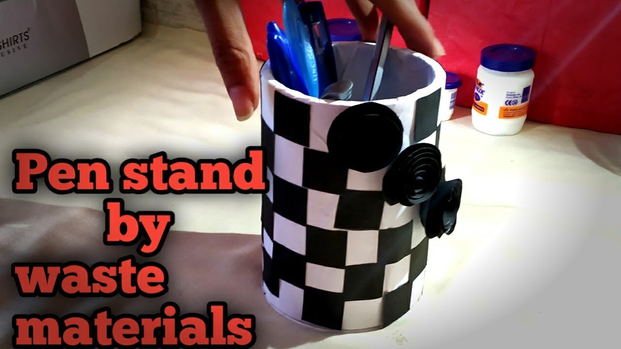 Pen stand by waste materials - YouTube