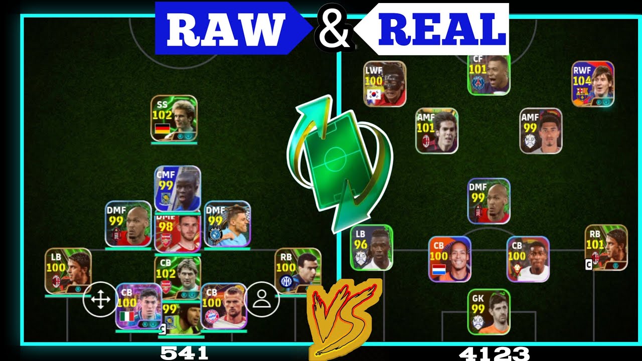 Raw and Real Matches:541 Vs 4123 Formation In eFootball Mobile 25 - YouTube