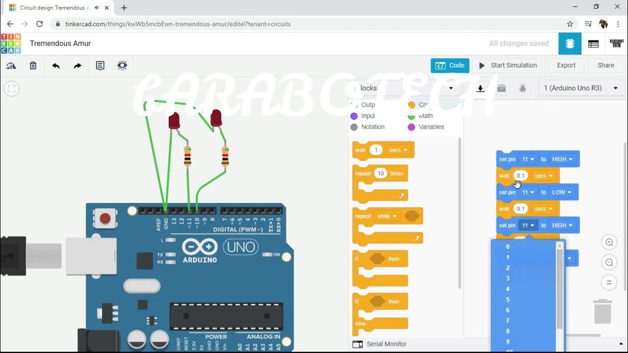 Belajar Arduino dengan coding Tinkercad bagian 1 (LED) - YouTube