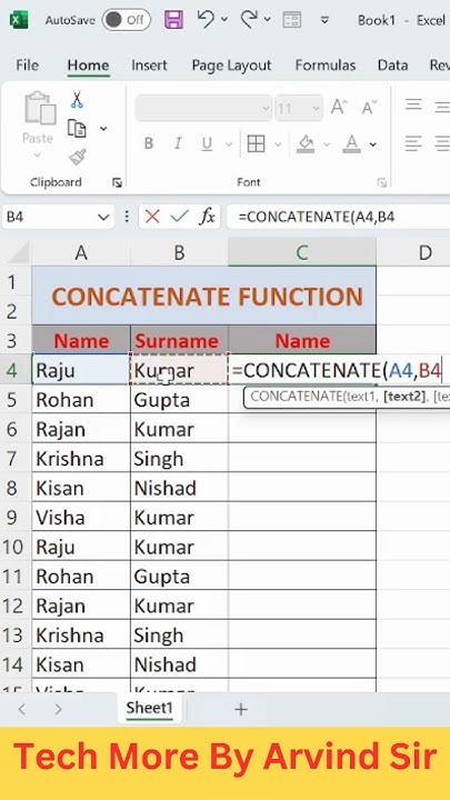 How to use concatenate function in excel. || How to use concatenate function in excel - YouTube