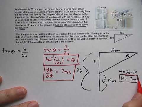 Calculus: Elevator Problem Related Rates - YouTube