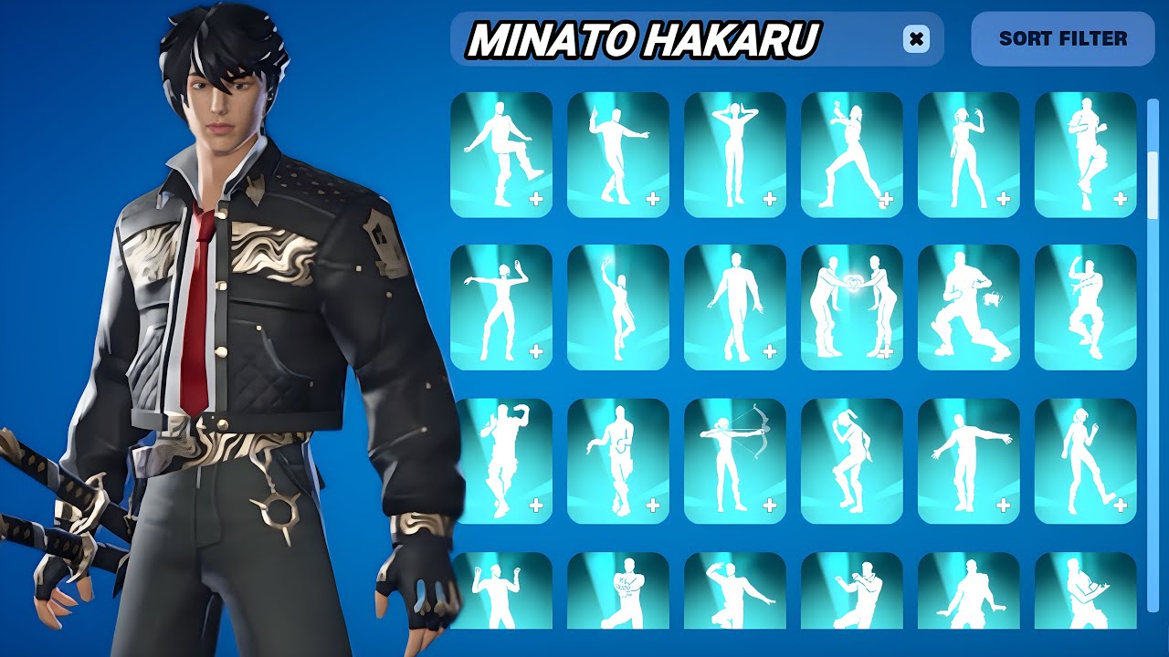 New Minato Hakaru Skin Showcase with Icon Series Dances & Emotes ...