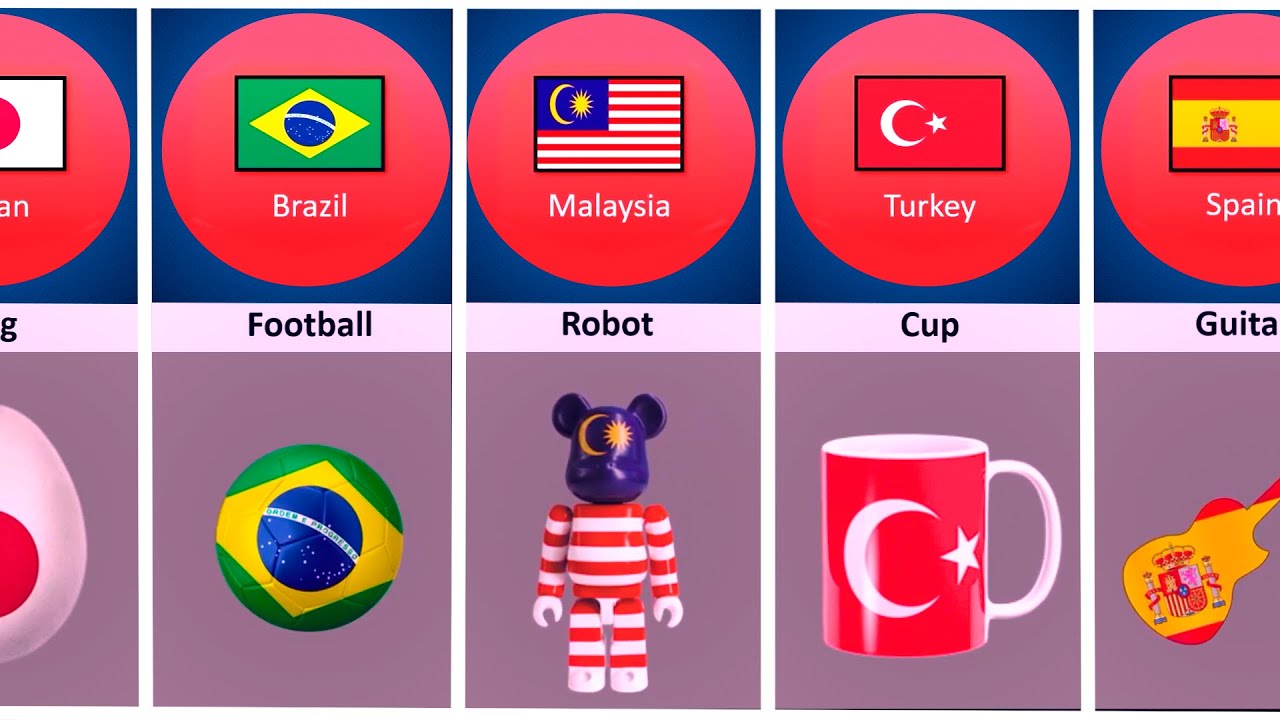 Country Flags in Realistic Shape From Different Countries - YouTube