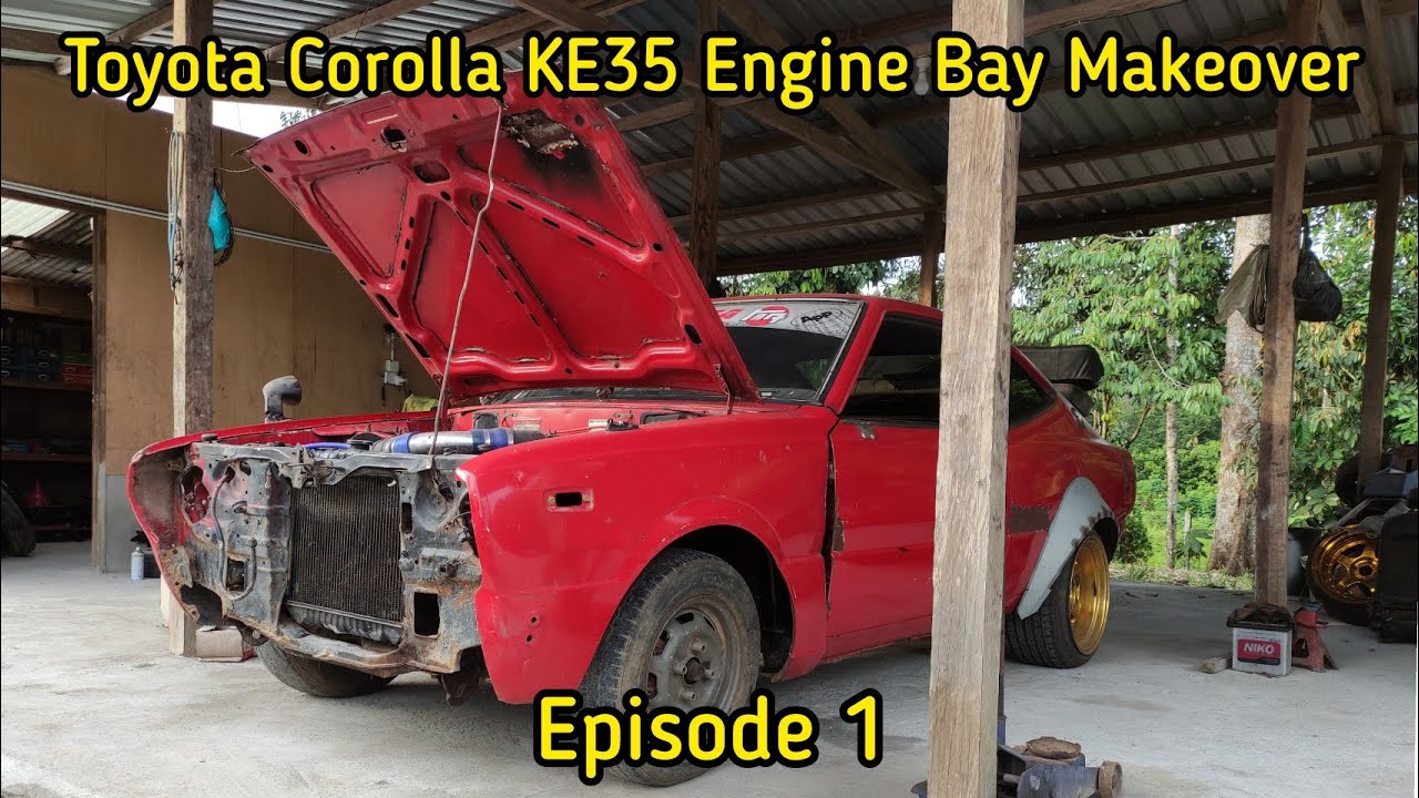 Toyota Corolla KE35 Engine Bay Makeover Episode 1 - YouTube