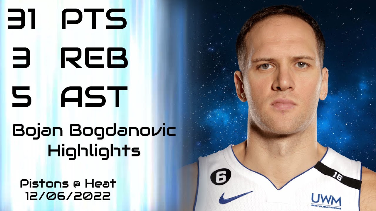 [NBA] Bojan Bogdanovic Highlights | Pistons @ Heat (12/06/2022) | NBA ...