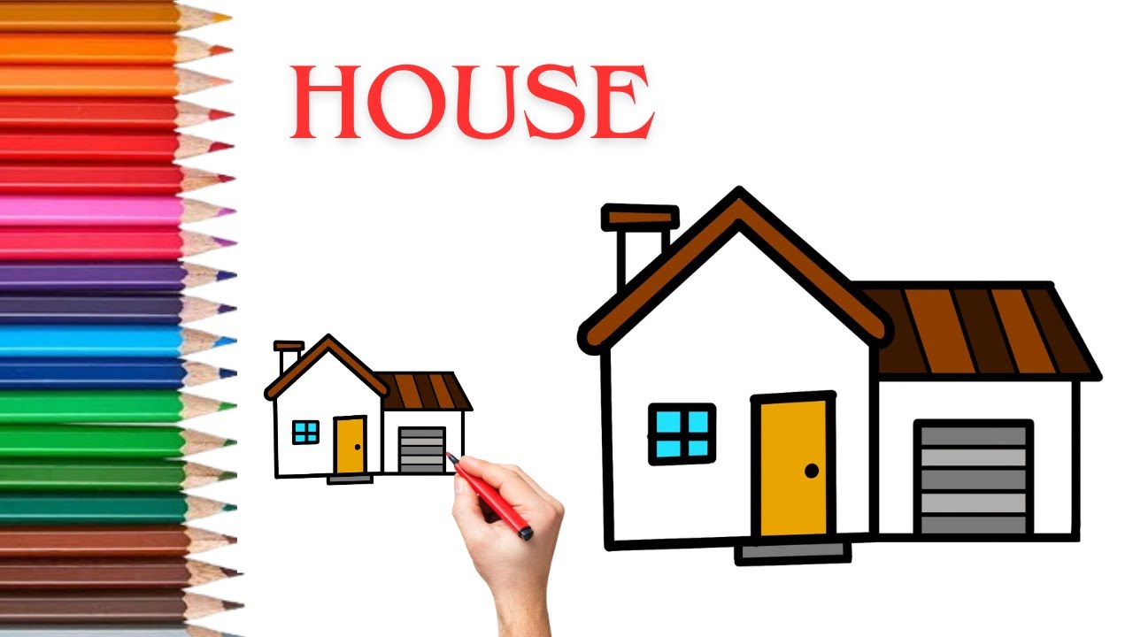 How to draw House drawing | House drawing Easy step by step for ...