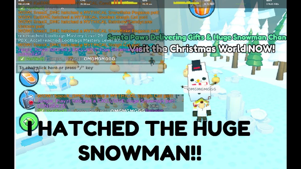 OMG! I HATCHED A HUGE SNOWMAN! | Roblox Pet Simulator X | - YouTube