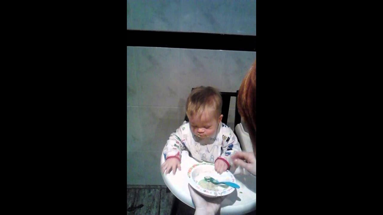 Ruben feeding himself at 14 months (down syndrome) - YouTube