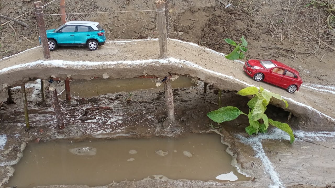 how to make a bridge from mud and wood | diy bridge construction ...