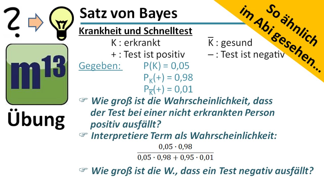 Satz von Bayes und bedingte Wahrscheinlichkeiten (So ähnlich im Abi ...