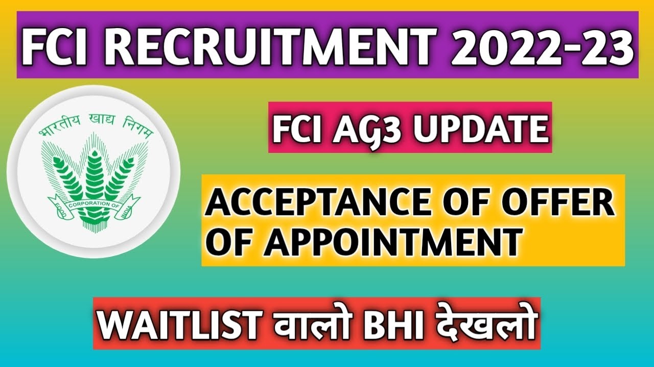 Acceptance Of Offer Of Appointment of Fci | Fci Appointment kaise Accept Kre | Waitlist walo ...