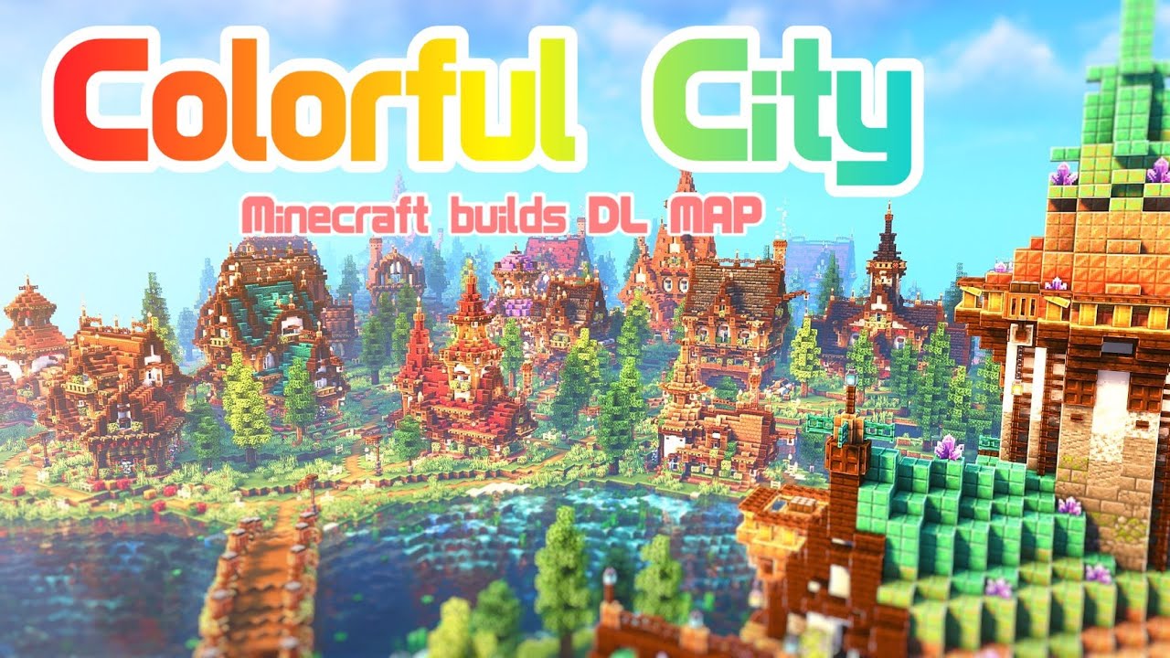 【Minecraft】Colorful City🌈【Download MAP】 - YouTube