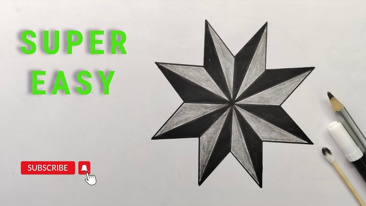 how to draw a 3d star with pencil | very easy pencil drawing #3ddrawing ...