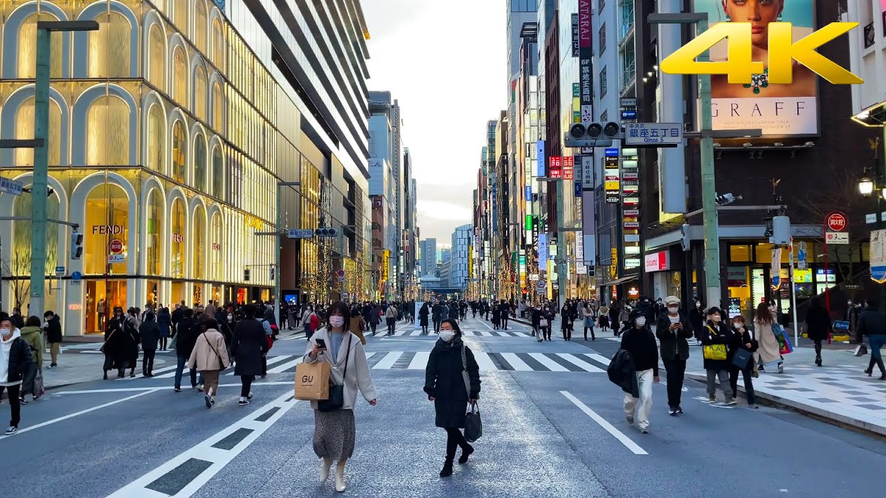 🇯🇵 Tokyo Evening Sunday Walk - Yurakucho to Ginza - Winter 2022, Japan ...
