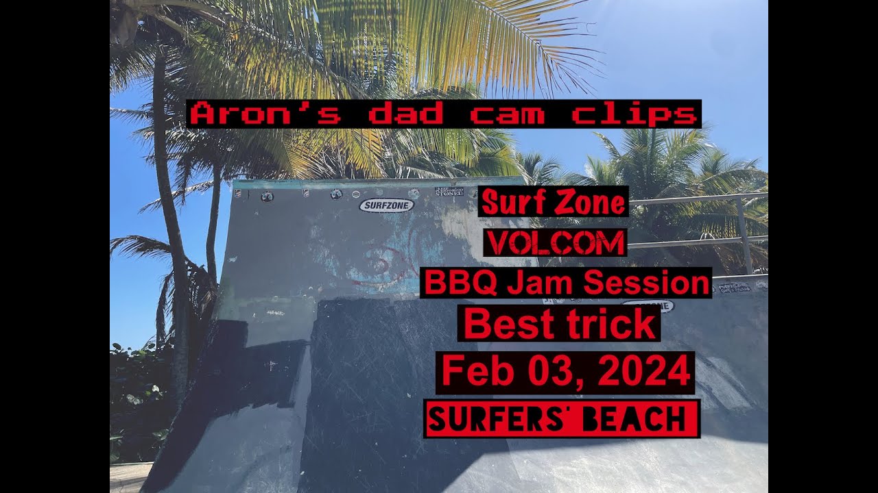 Aron's dad cam clips: Surfers Beach Mini Ramp Best Trick 2024 - YouTube