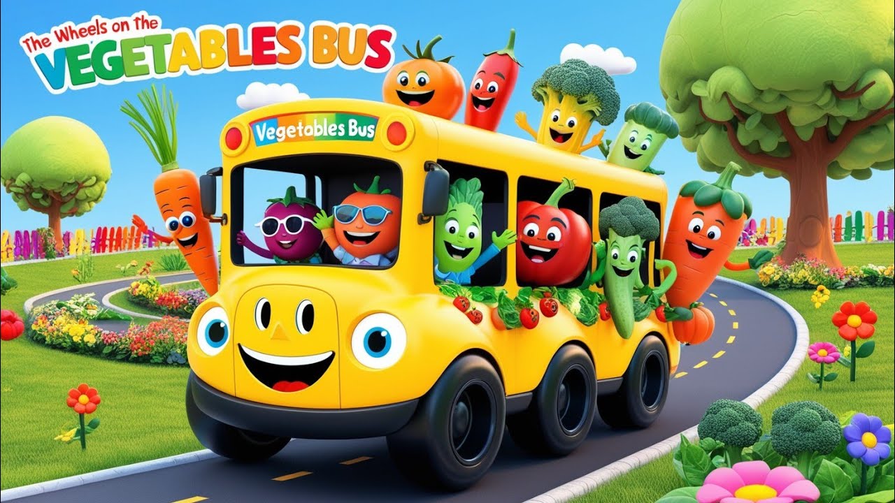 "🚍🍅 Wheels on the Vegetable Bus - Fun Nursery Rhymes for Kids! 🎶 Sing ...