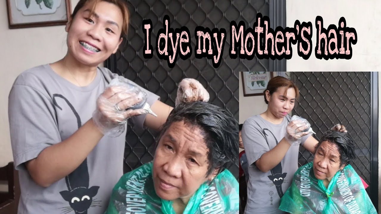 I DYE MY MOTHER's HAIR l no more white hair na si mama - YouTube