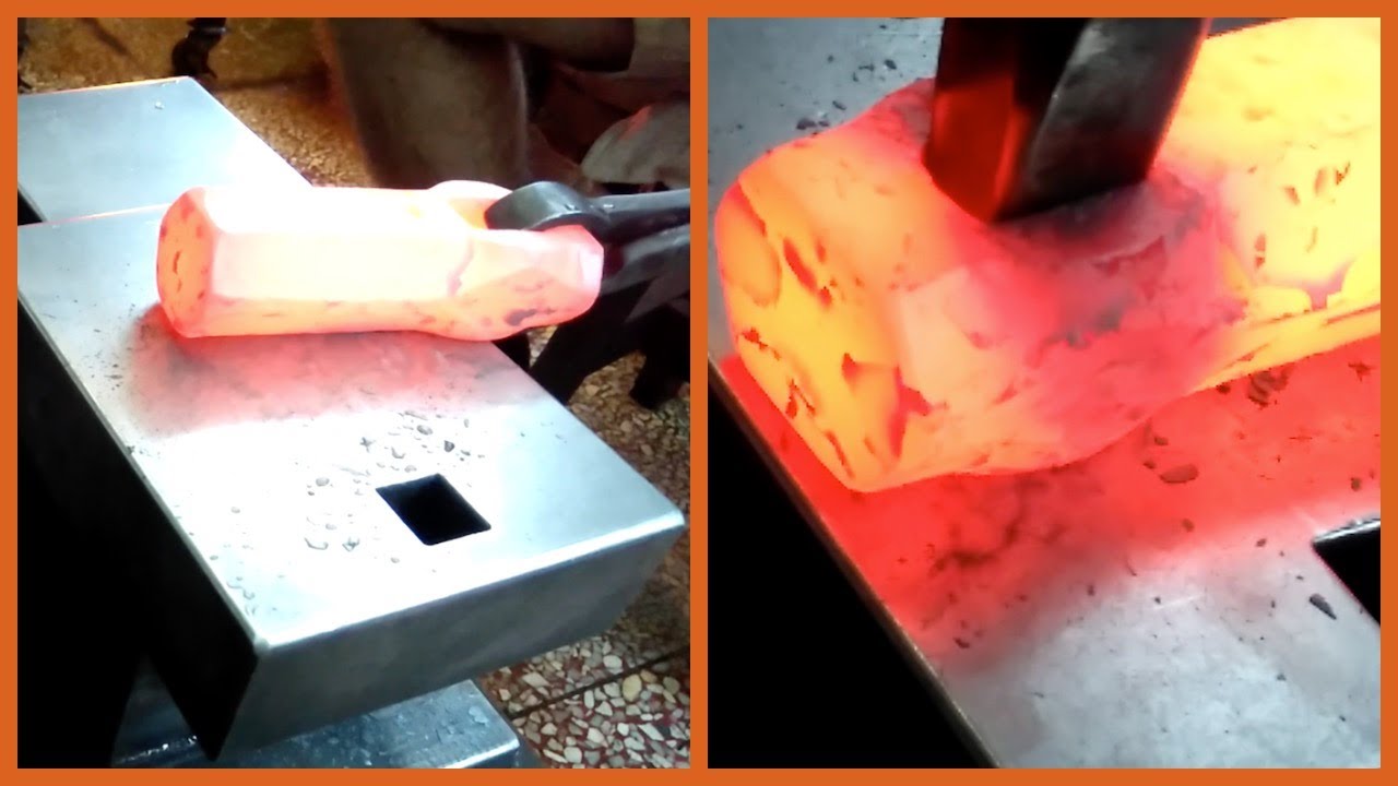 Forging hexagonal, Japanese style hammer & ??? - YouTube