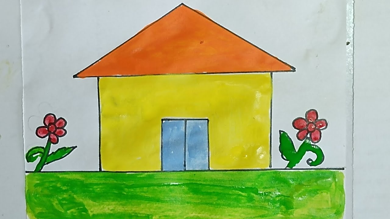Mini house art drawing / how to drawing house step by step easy drawing ...
