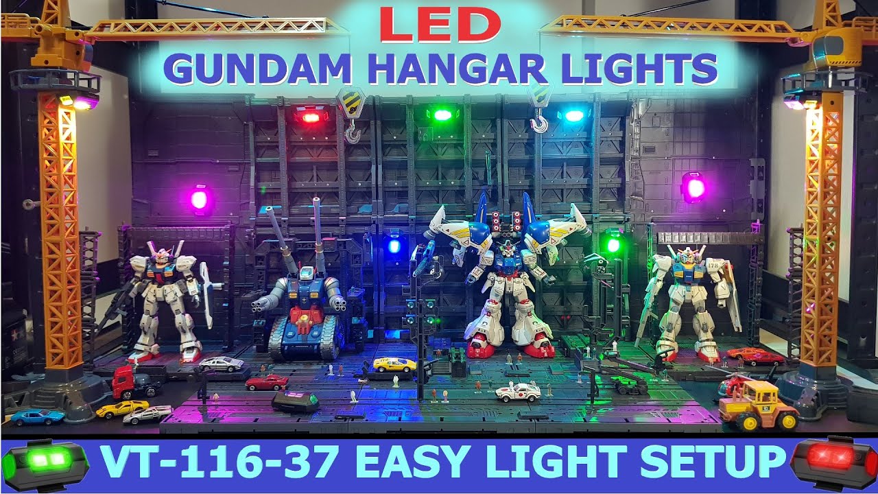 Gundam Hangar LED Lights - VT-116-37 Easy light set up. - YouTube
