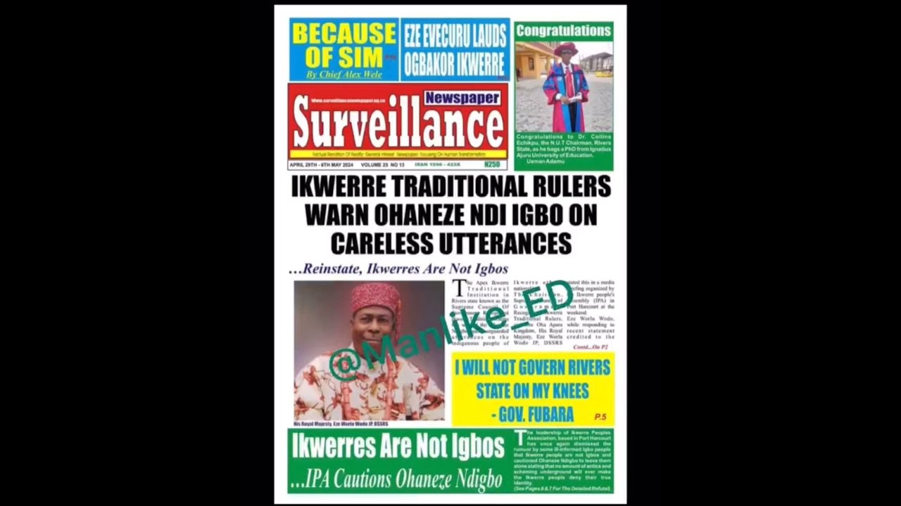 Ikwerre Traditional Rulers Council warns Ohaneze Ndi Igbo - YouTube