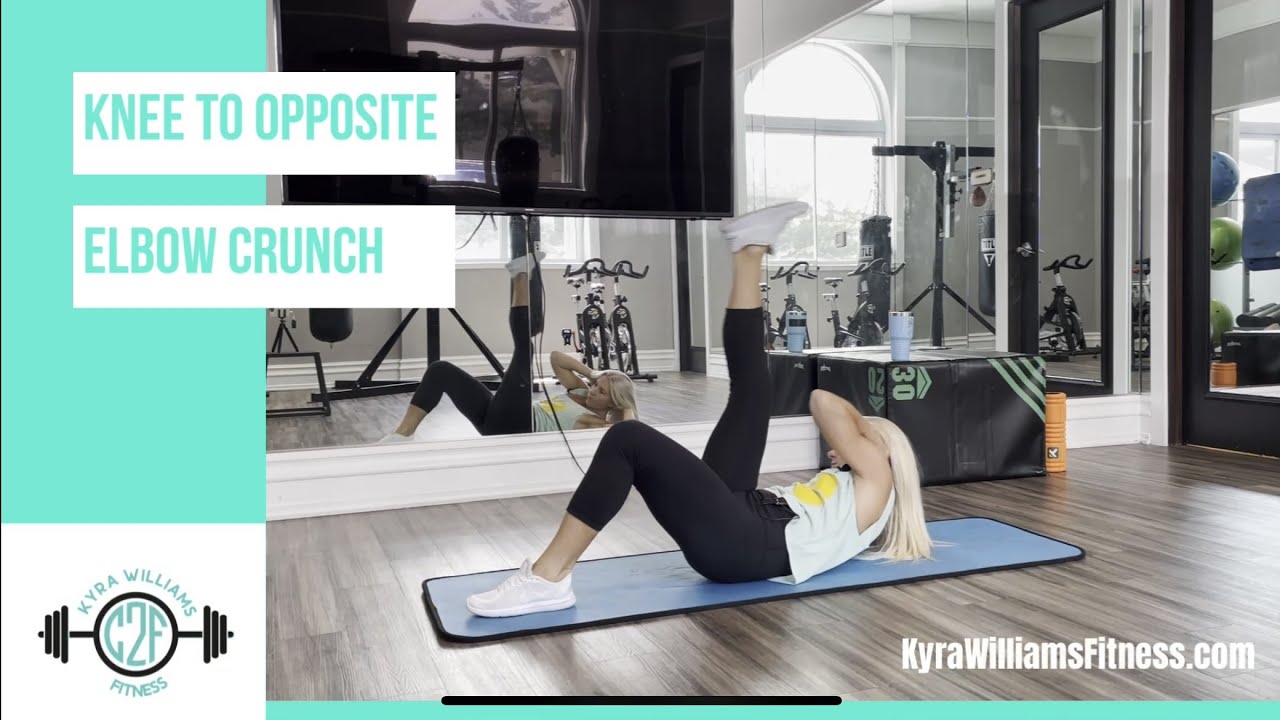 How to do Crunches with Knee to Opposite Elbow | Kyra Williams Fitness ...