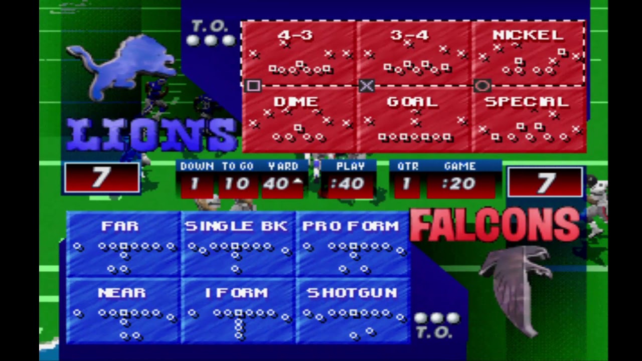 Madden NFL 97 PS1 Atlanta Falcons at Detroit Lions - YouTube