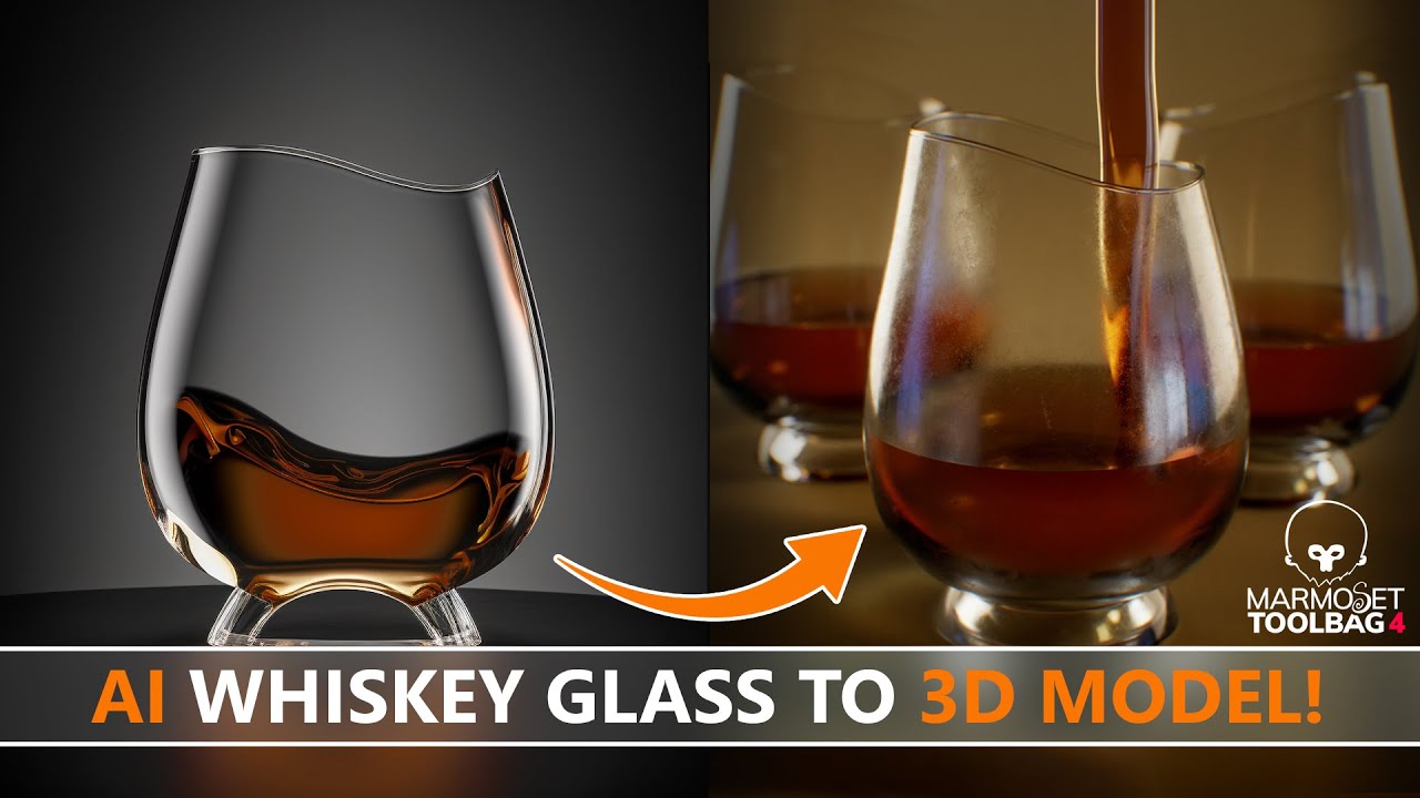 AI whiskey glass to 3D model (3DSMax and Marmoset Toolbag 4.05beta ...