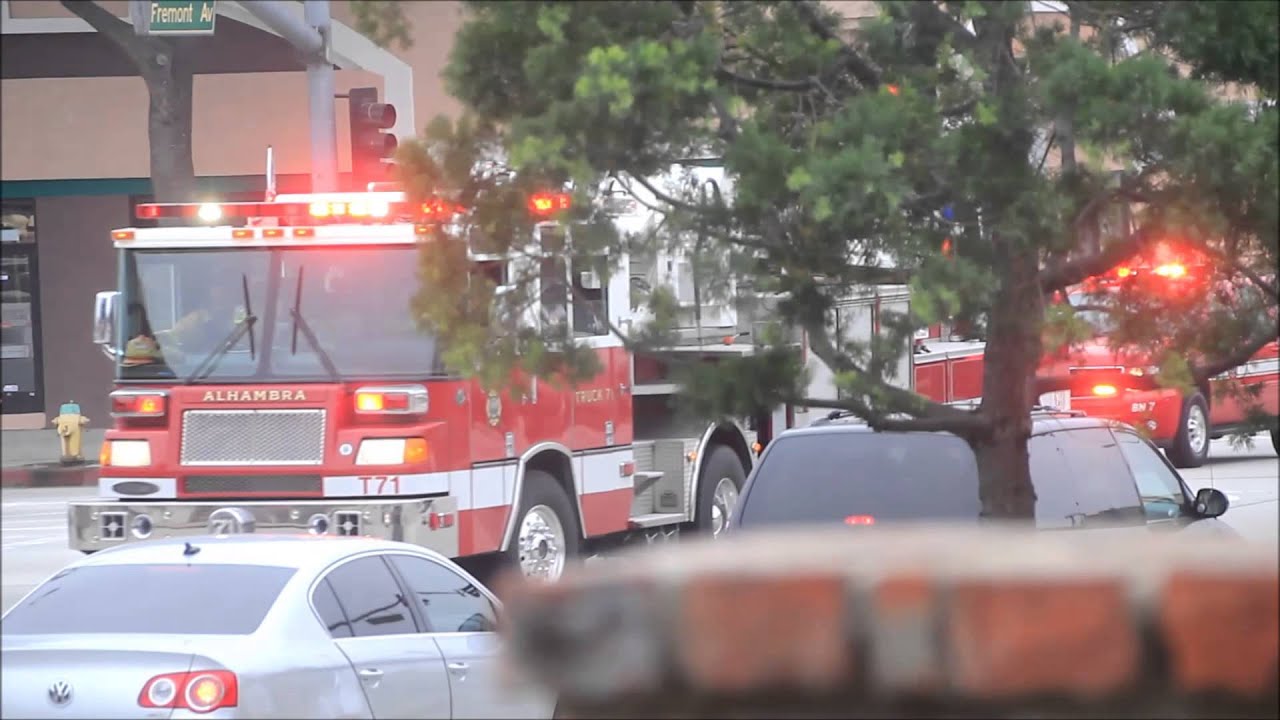 Alhambra and San Gabriel Fire Department Code 3 Response - YouTube