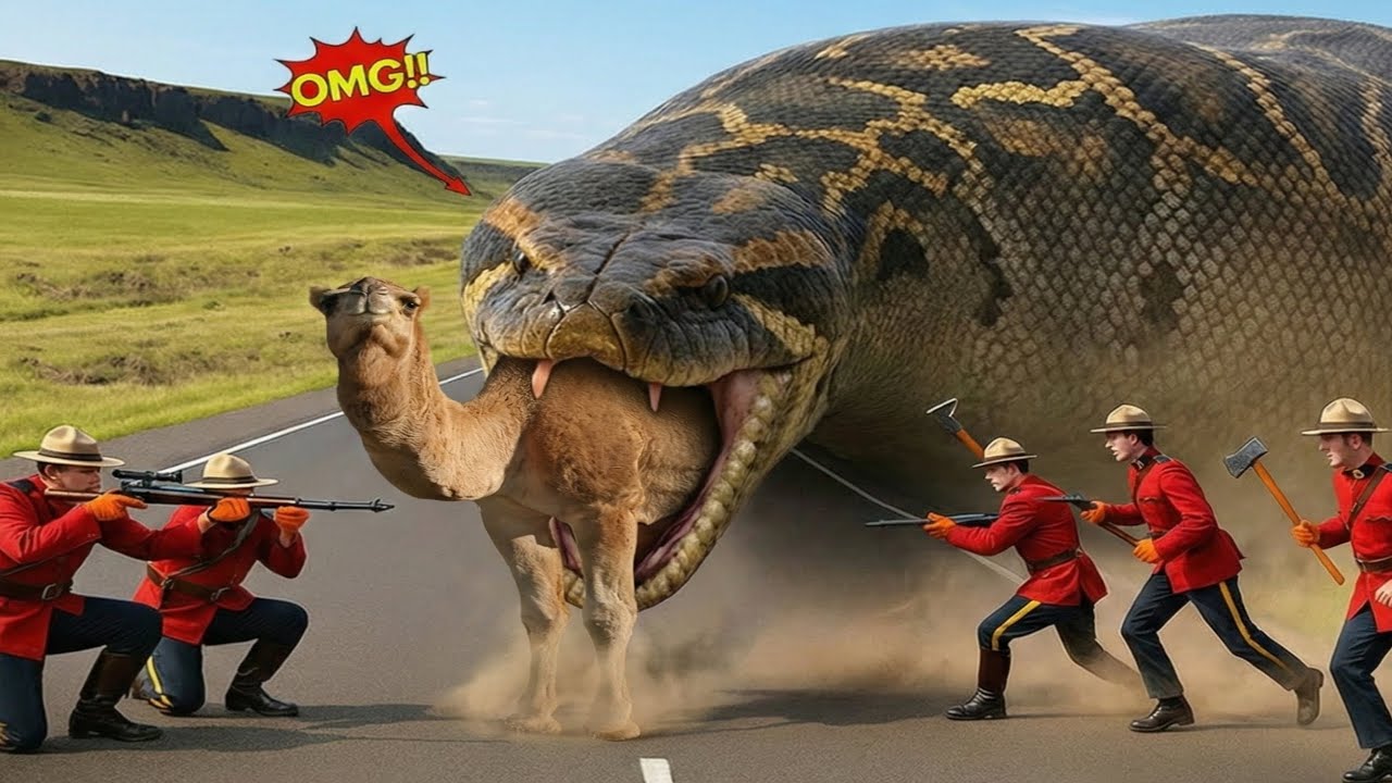 “Unbelievable! Huge Python Wraps a Camel — Officers Rush to Save It!” # ...