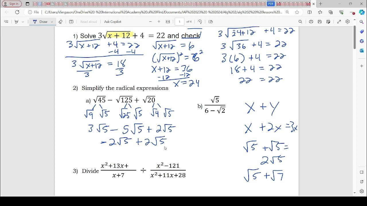 Jan 2024 Algebra 2 semester 1 final review part 1 - YouTube