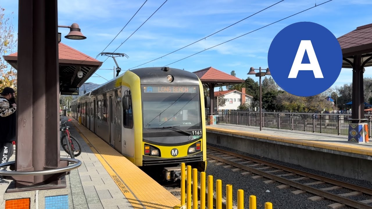 Metro A (Blue) Line Trains at Downtown Azusa Station - Los Angeles ...