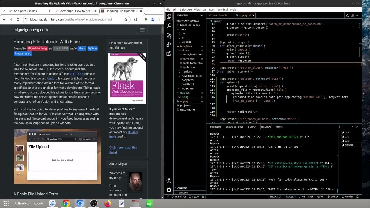 Parte 27 - App Grátis para Escolas - Sistema Gratuito - Upload de Imagem/Foto Flask e JavaScript ...
