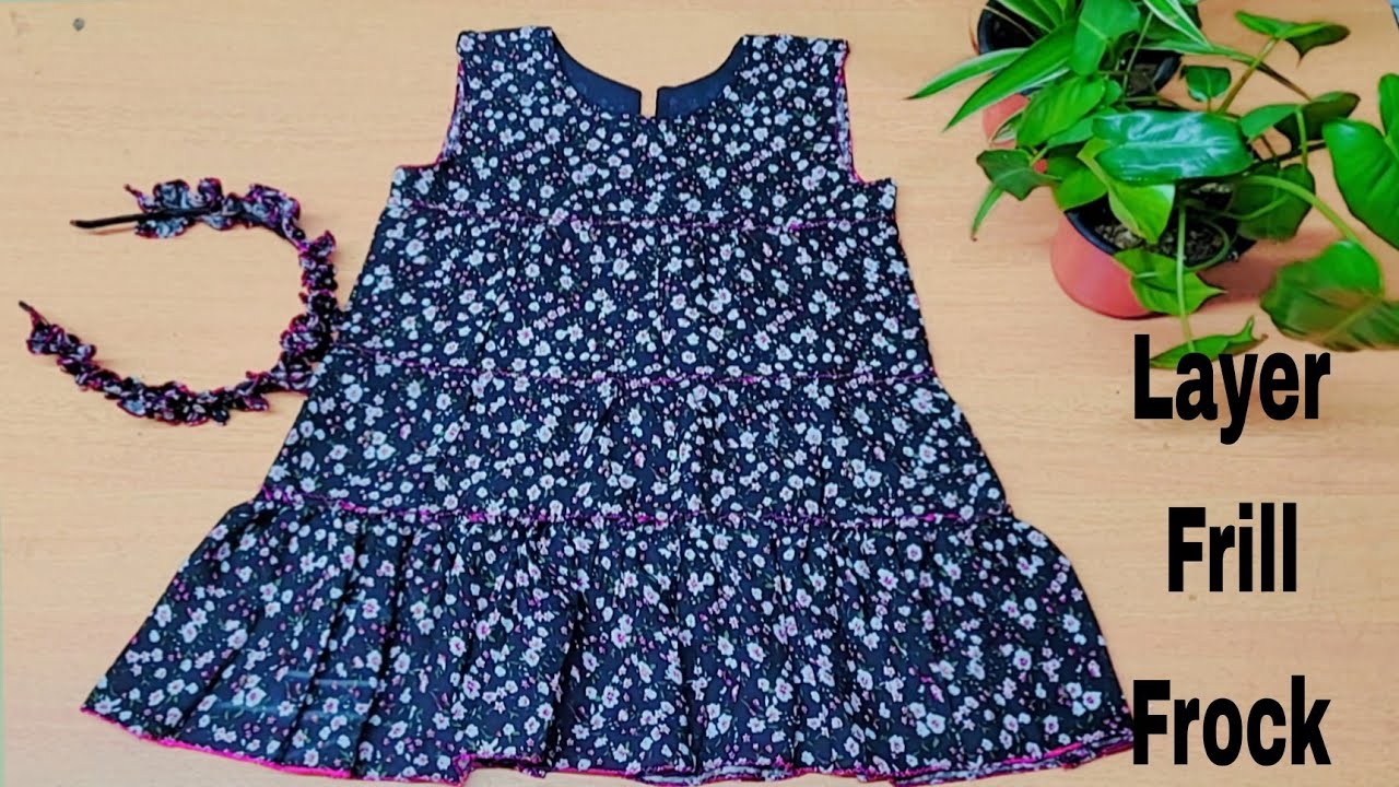 Frill / Layer Baby Frock Cutting And Stitching/ Very Simple Baby Frock ...