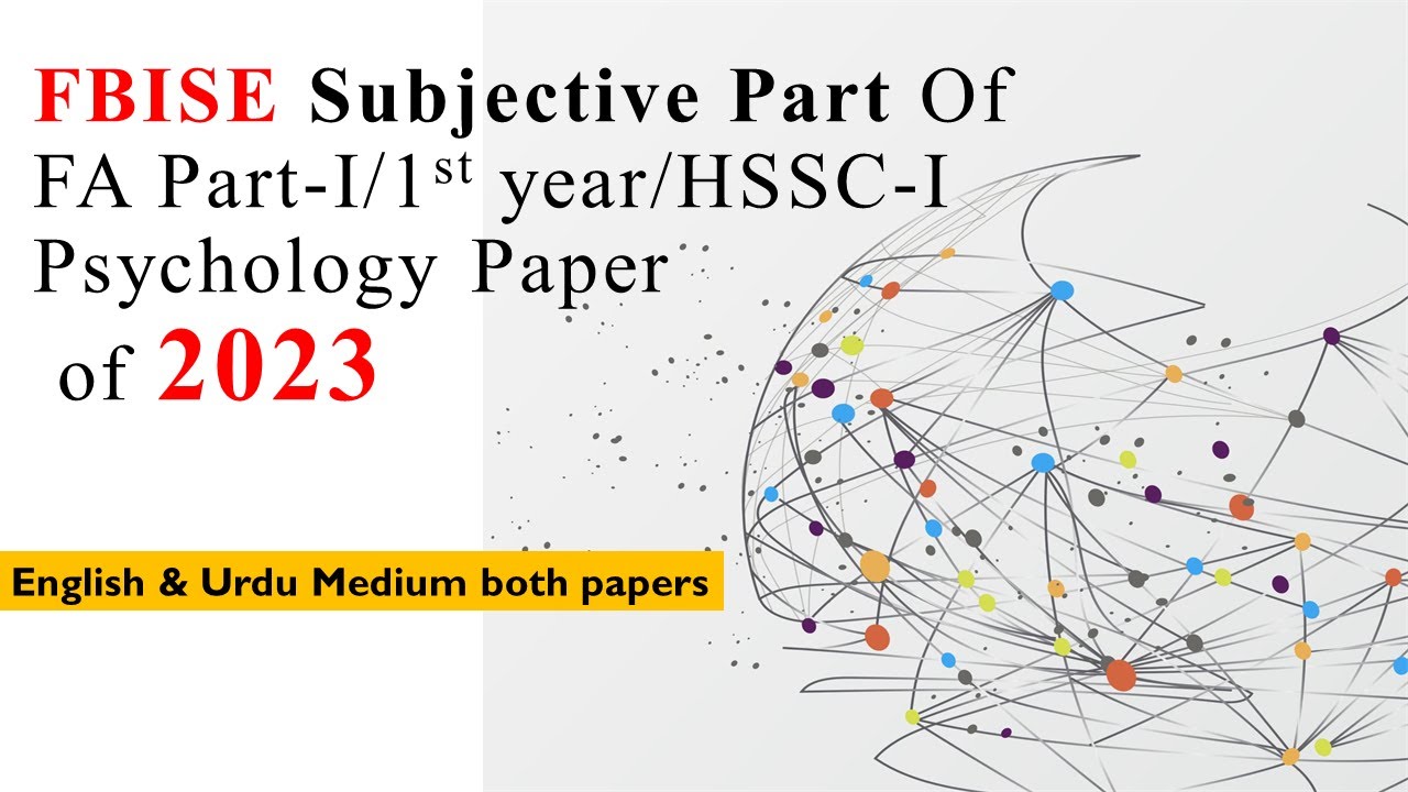 FBISE Subjective Part of FA Part I| 1st year| HSSC-I| 2023 paper| # ...