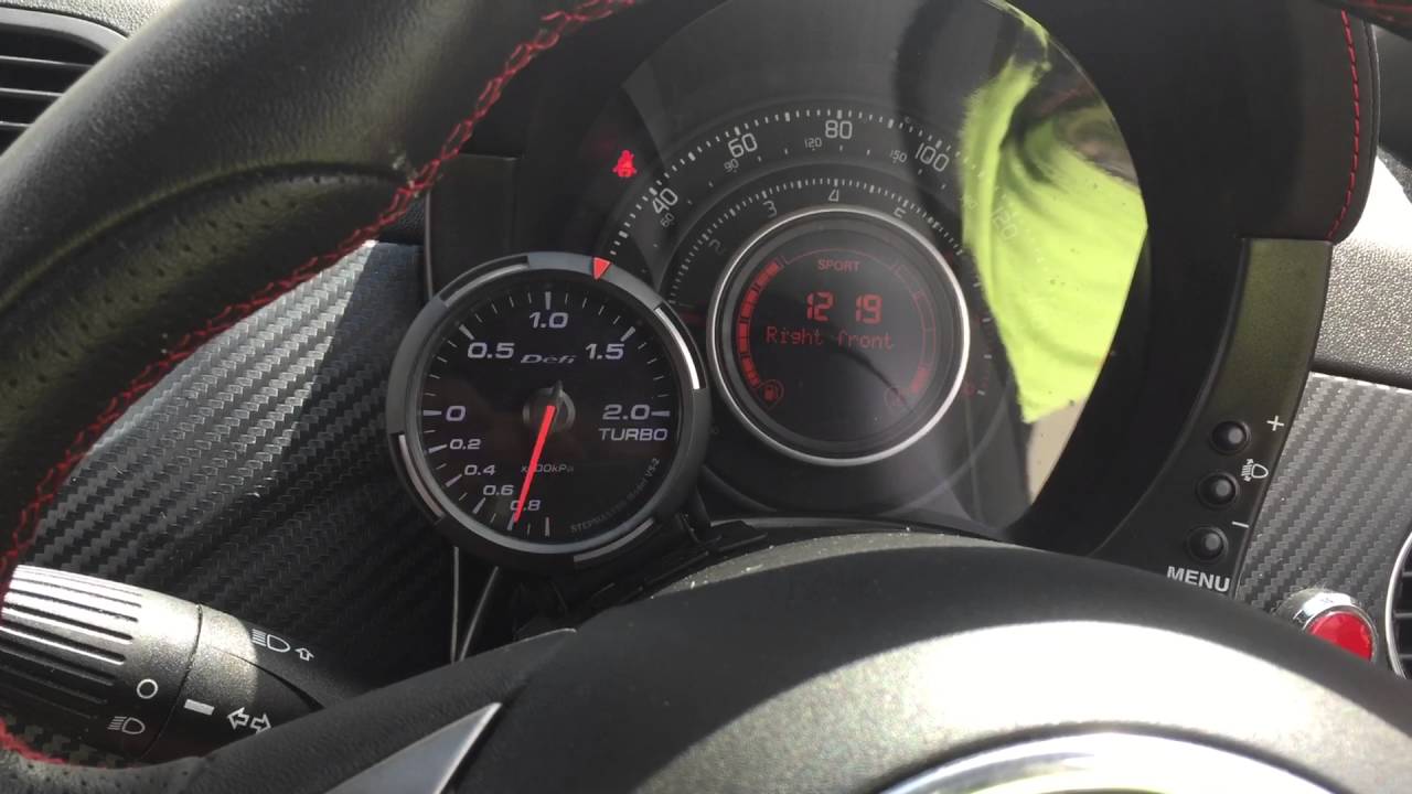 Defi Racer 60mm boost gauge on Abarth 500 - YouTube