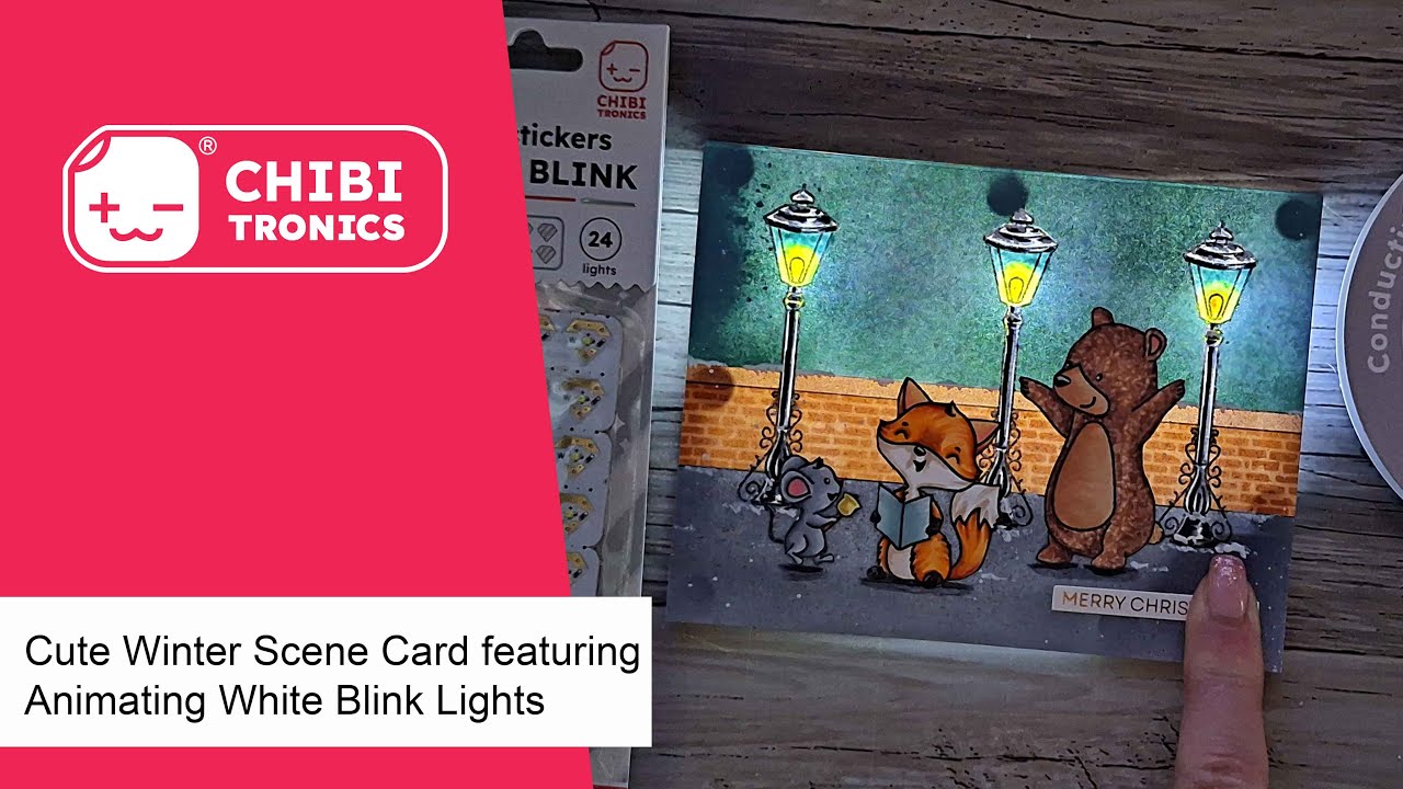 Cute Winter Scene Card featuring the Chibitronics Animating White Blink ...