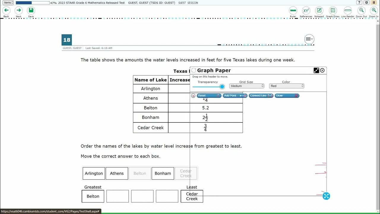 6th Grade STAAR Practice Ordering Rational Numbers (6.2D - #14) - YouTube