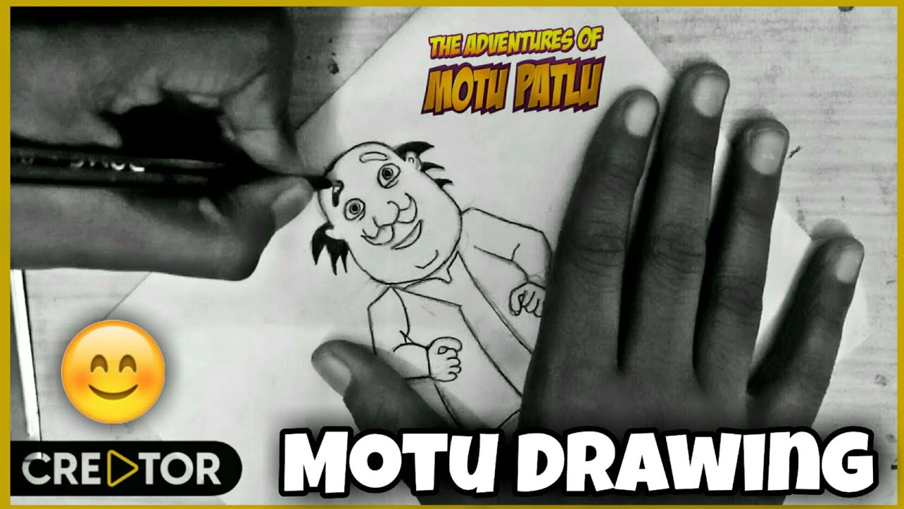 how to draw stylish motu drawing with pencil and black pen - YouTube