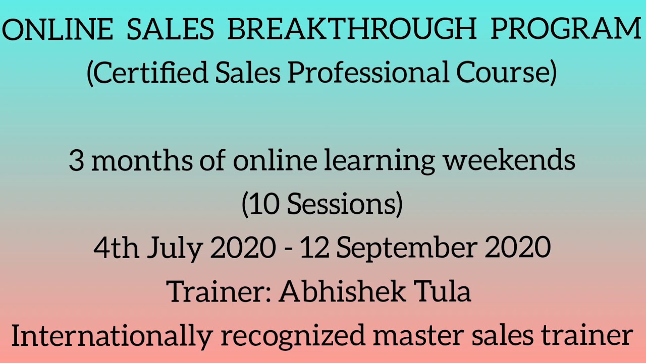 Glimpse of last Online Sales Breakthrough Program (Certified Sales ...