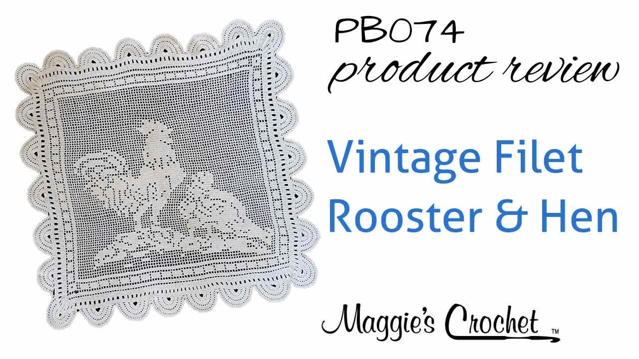 Vintage Filet Rooster & Hen Crochet Pattern Product Review PB074 - YouTube