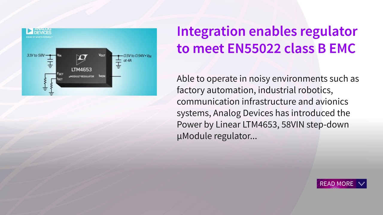 Integration enables regulator to meet EN55022 class B EMC - YouTube