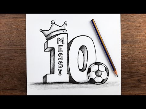 3D 10 Numara lionel messi nasıl çizilir adım adım kolay 3 d 10 messi çizim